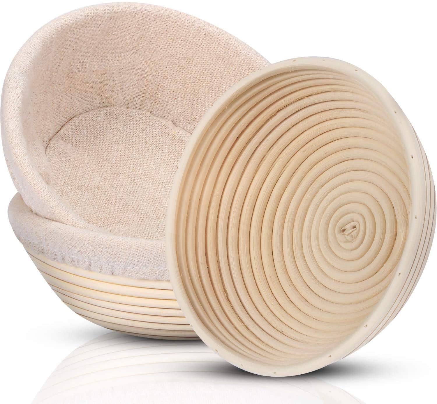 Round Banneton Proofing Baskets - 8-inch - (3pk) - Artisan bread baking ...