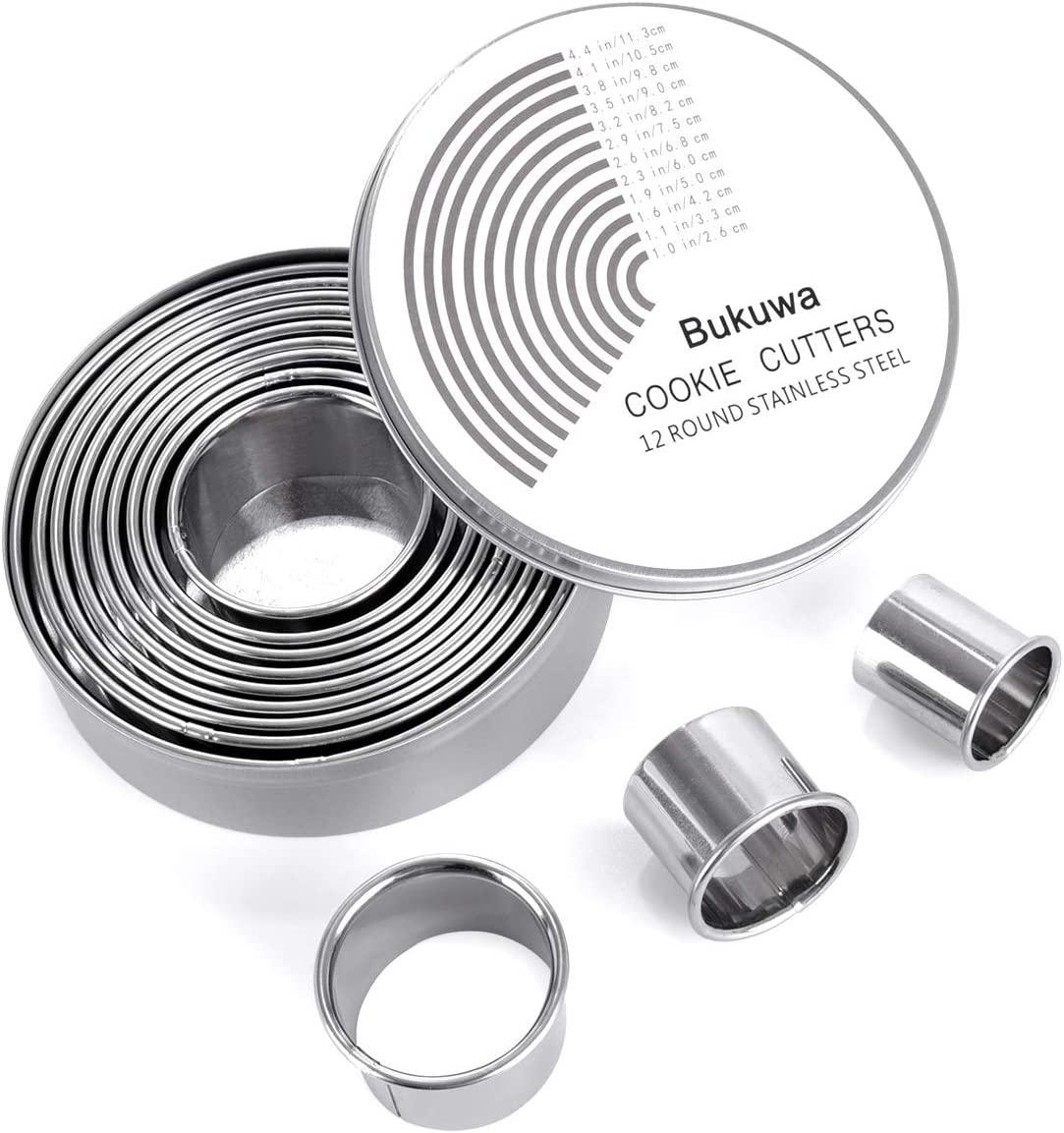 Pastry Cutters, Round 12 Pieces, Graduated Circle Cookie Cutters,18/8 ...